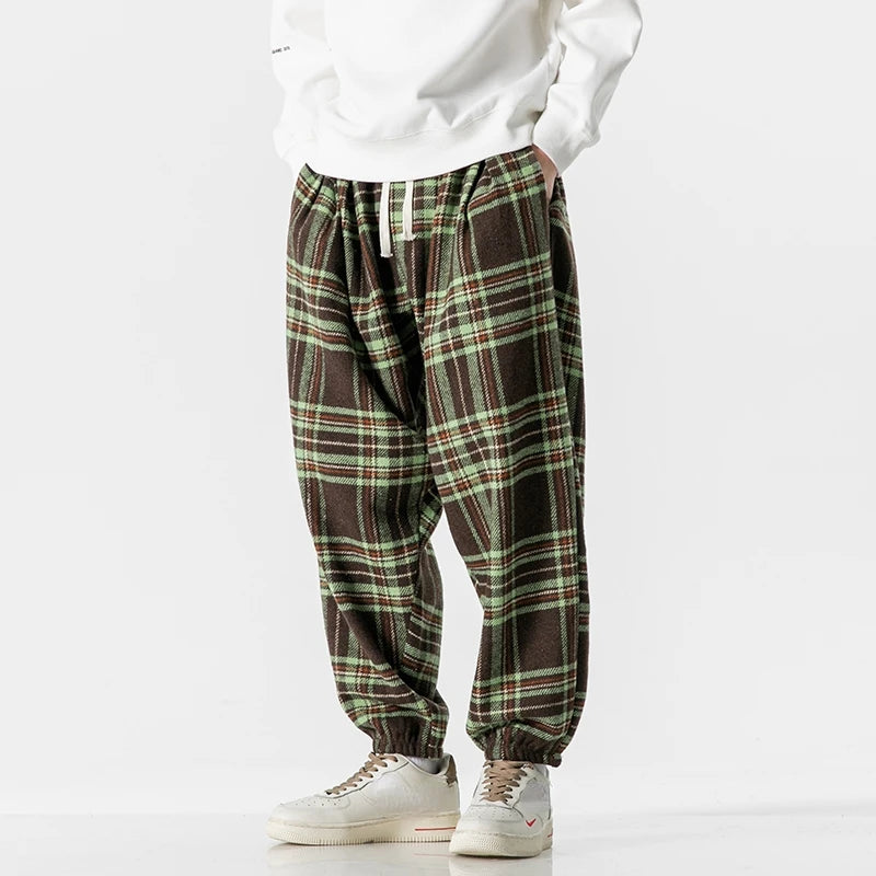 Explorer Men’s Plaid Pants Loose Fit – Retro Harem Style Drawstring ...