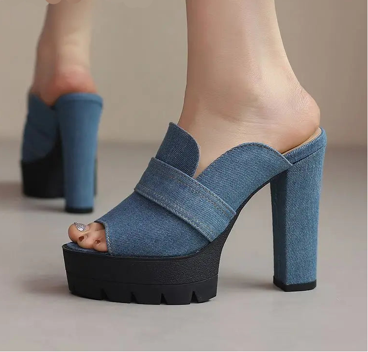 Lily Women’s Chunky Platform Sandals – 12cm High Heels with 3.5cm ...