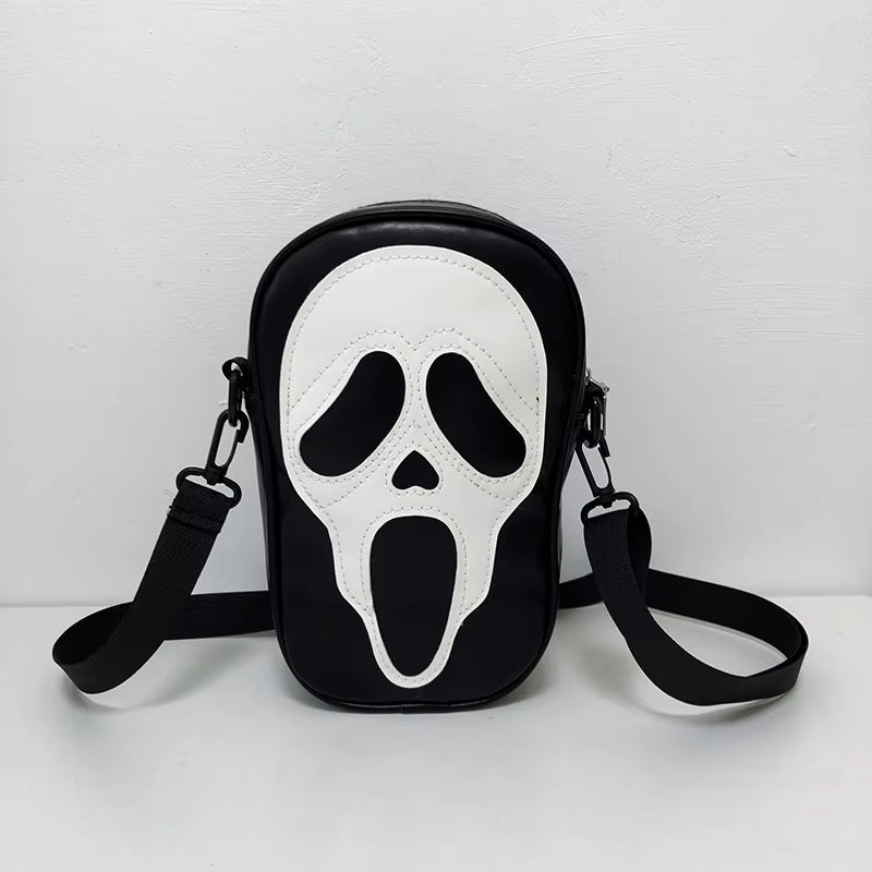 Phantom Ghost Face Crossbody Bag – Y2K Faux Leather Shoulder Purse with ...